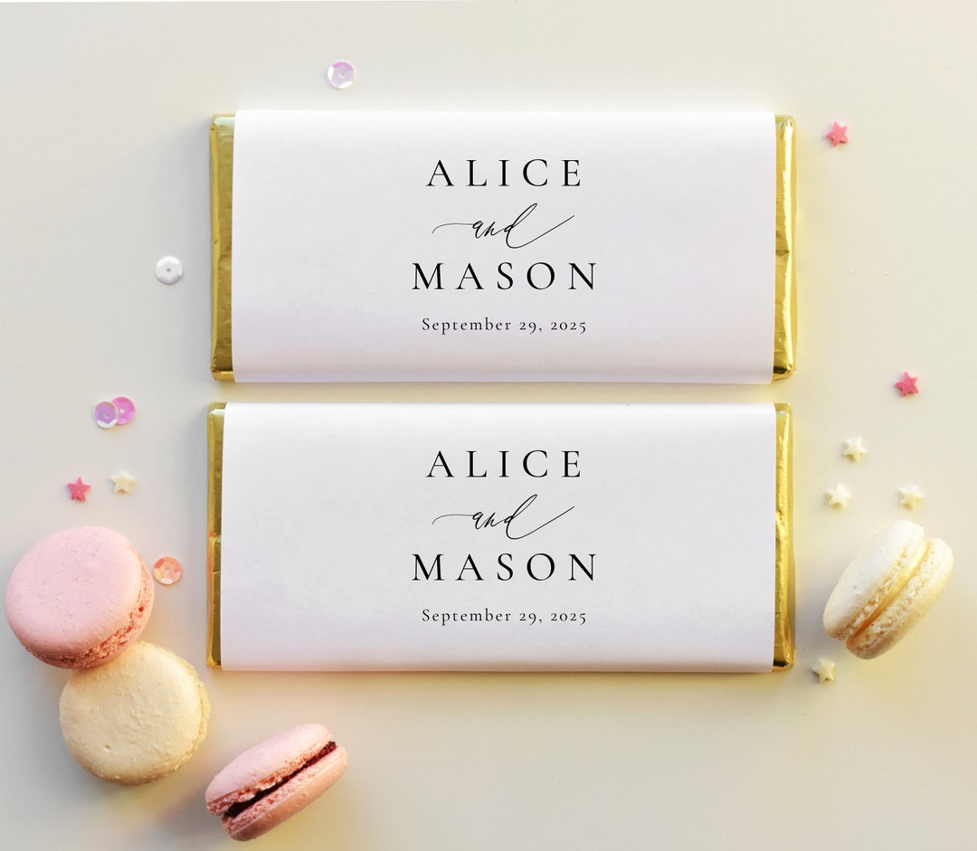 Chocolate Bar Wrapper Template, Classic Minimalist Love is Sweet Label ...