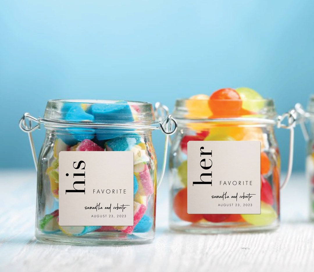 His and Hers Labels, Her Favorite His Favorite Favor Labels, Wedding ...