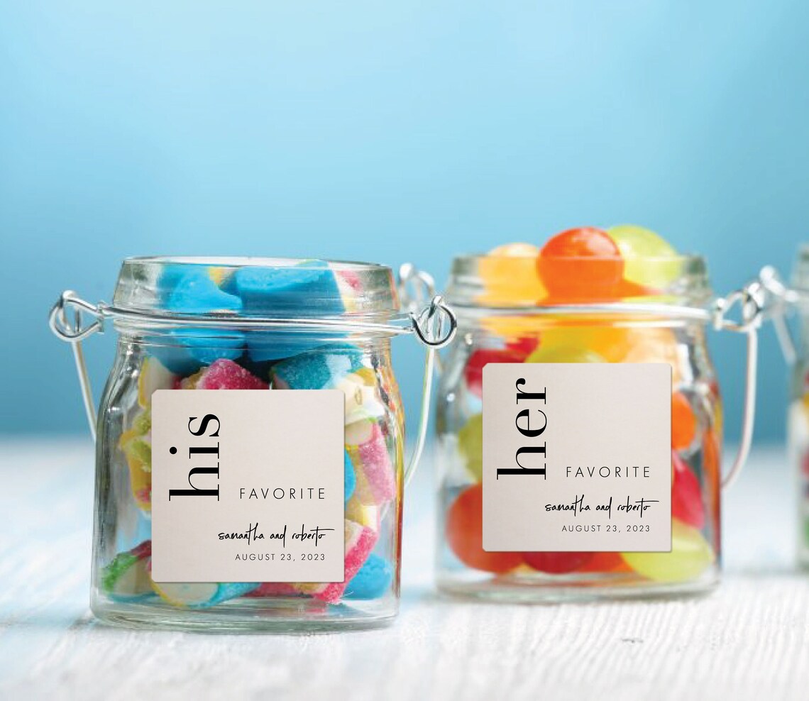 His and Hers Labels Her Favorite His Favorite Favor Labels | Etsy
