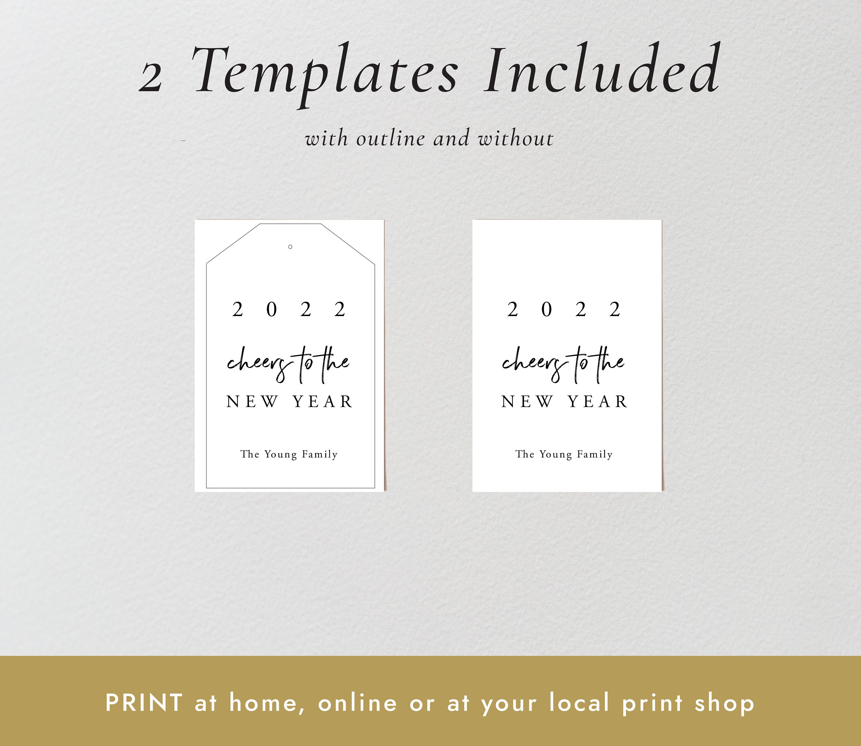 Modern Cheers to the New Year Gift Tag Happy New Year 2022 | Etsy