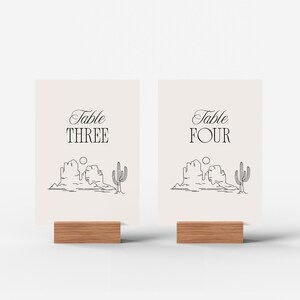 Western Chic Table Numbers Template, Reception Number Signs, Desert ...