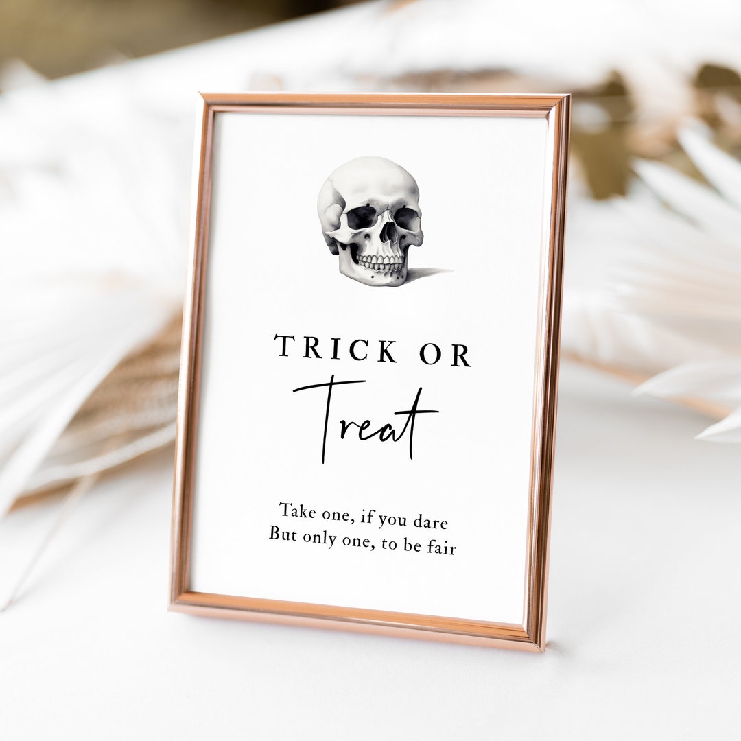 Trick or Treat Station Sign, Halloween Scary Skull Party Sign ...
