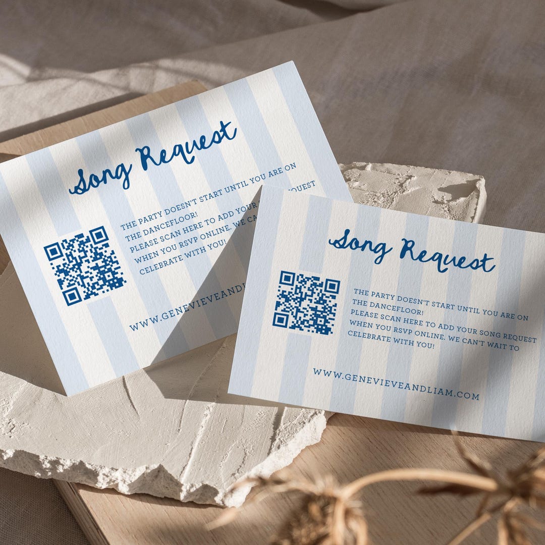 Song Request Card With QR Code, Song Request Insert Card Insert, Preppy ...
