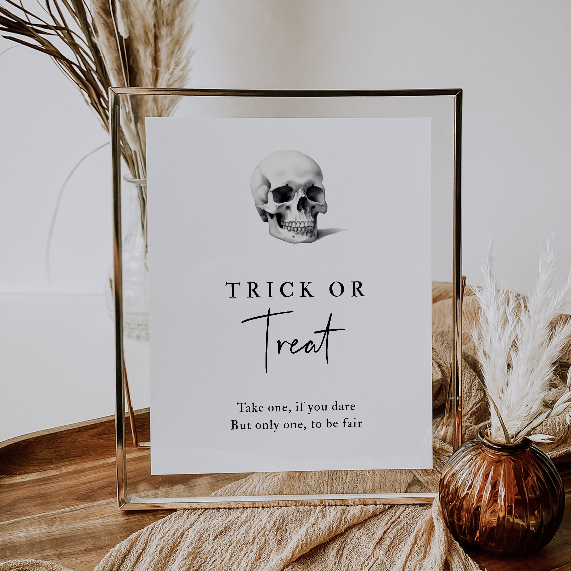 Trick or Treat Station Sign, Halloween Scary Skull Party Sign ...