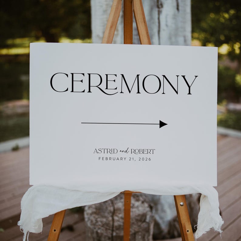 Ceremony This Way Sign, Modern Luxe Wedding Ceremony Sign Printable ...
