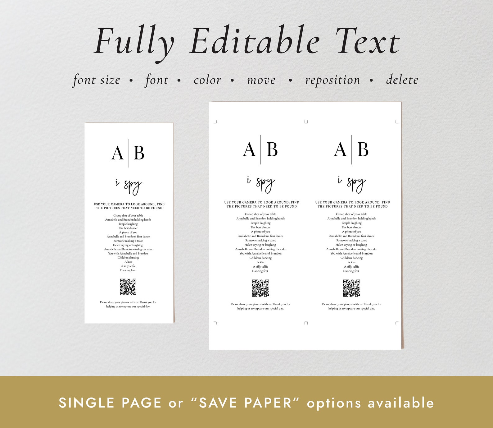 Modern Initials I Spy With QR Code, Guest Photo Sharing, Wedding Game ...