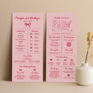 Bow Infographic Wedding Program, Whimsical Wedding Schedule & Icons ...