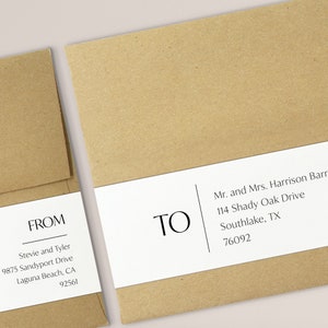 Wraparound Wedding Envelope Label Template, Chic Wrap Around, DIY ...