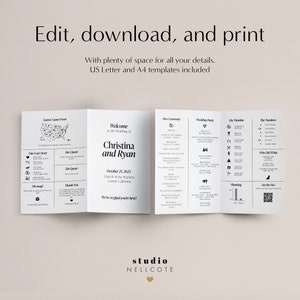 Fun Wedding Infographic Folded Program, Bi Fold Wedding Schedule With ...