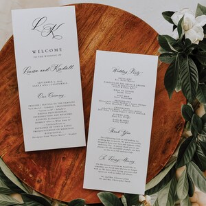 Calligraphy Monogram Wedding Program Template, Elegant Initials ...