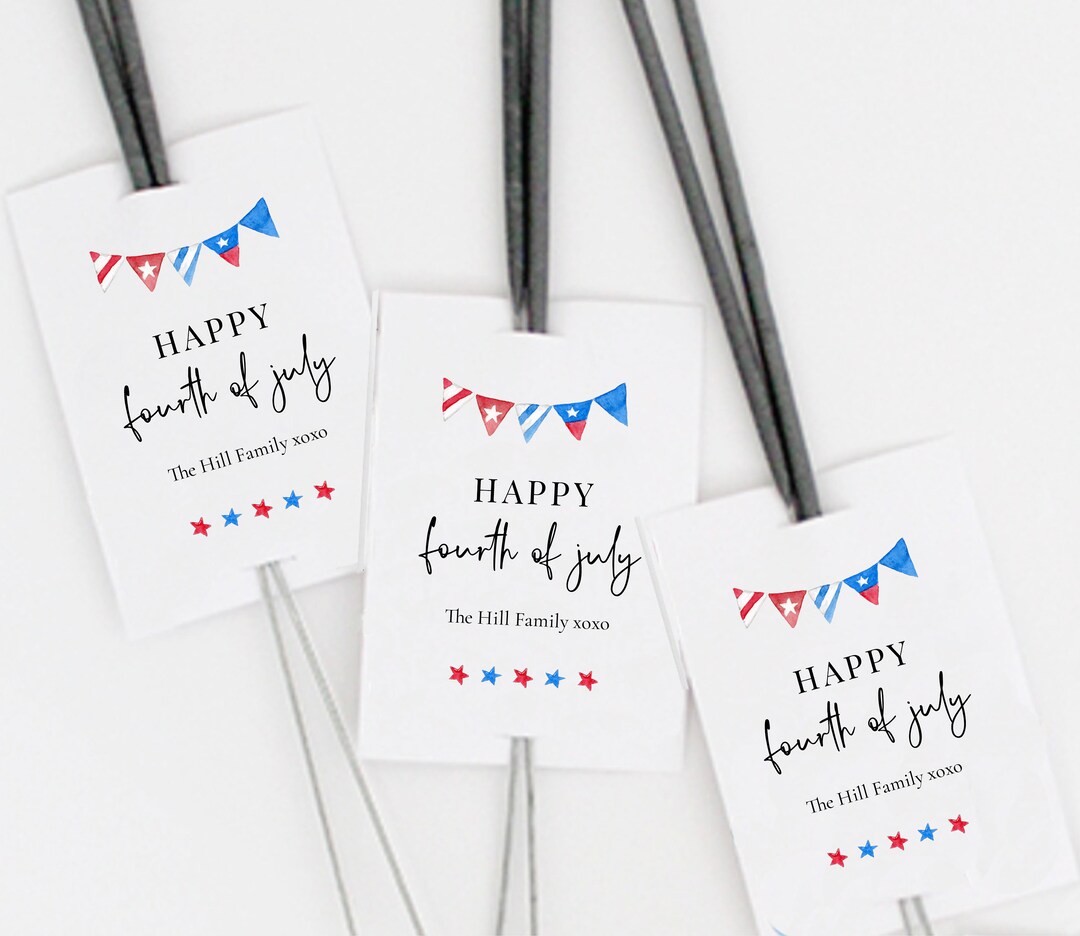 Happy 4th of July Sparkler Tag, Modern Sparkler Sleeve Tag, Send off ...