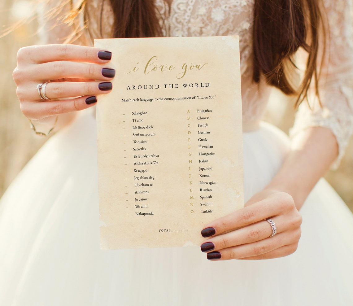 I Love You Around The World Language Game Printable Bridal Etsy