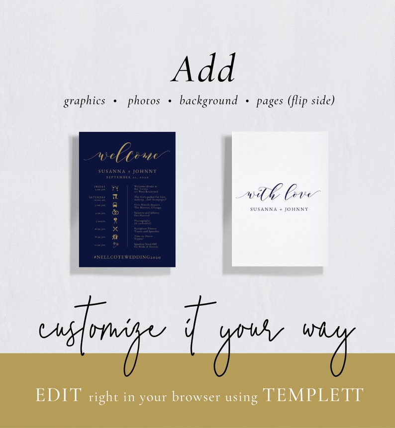 Gold Wedding Timeline Editable Timeline Icon Card Studio | Etsy