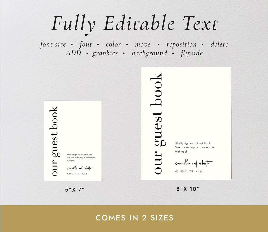 Bold Modern Guest Book Sign Template Minimalist Wedding | Etsy