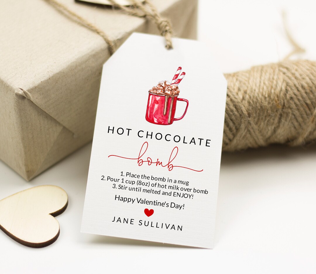 Editable Valentines Day Chocolate Bomb Tag, Hot Cocoa Bomb Tag ...