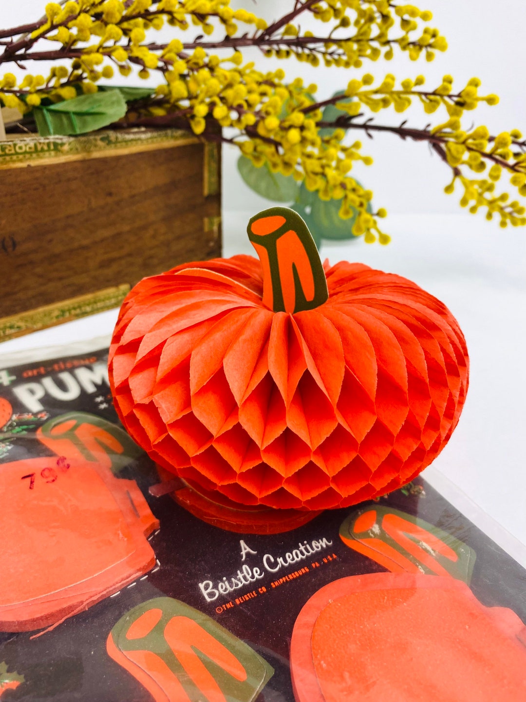 Vintage A Beistle Creation New Old Stock 4 Art Tissue Honeycomb Pumpkin ...
