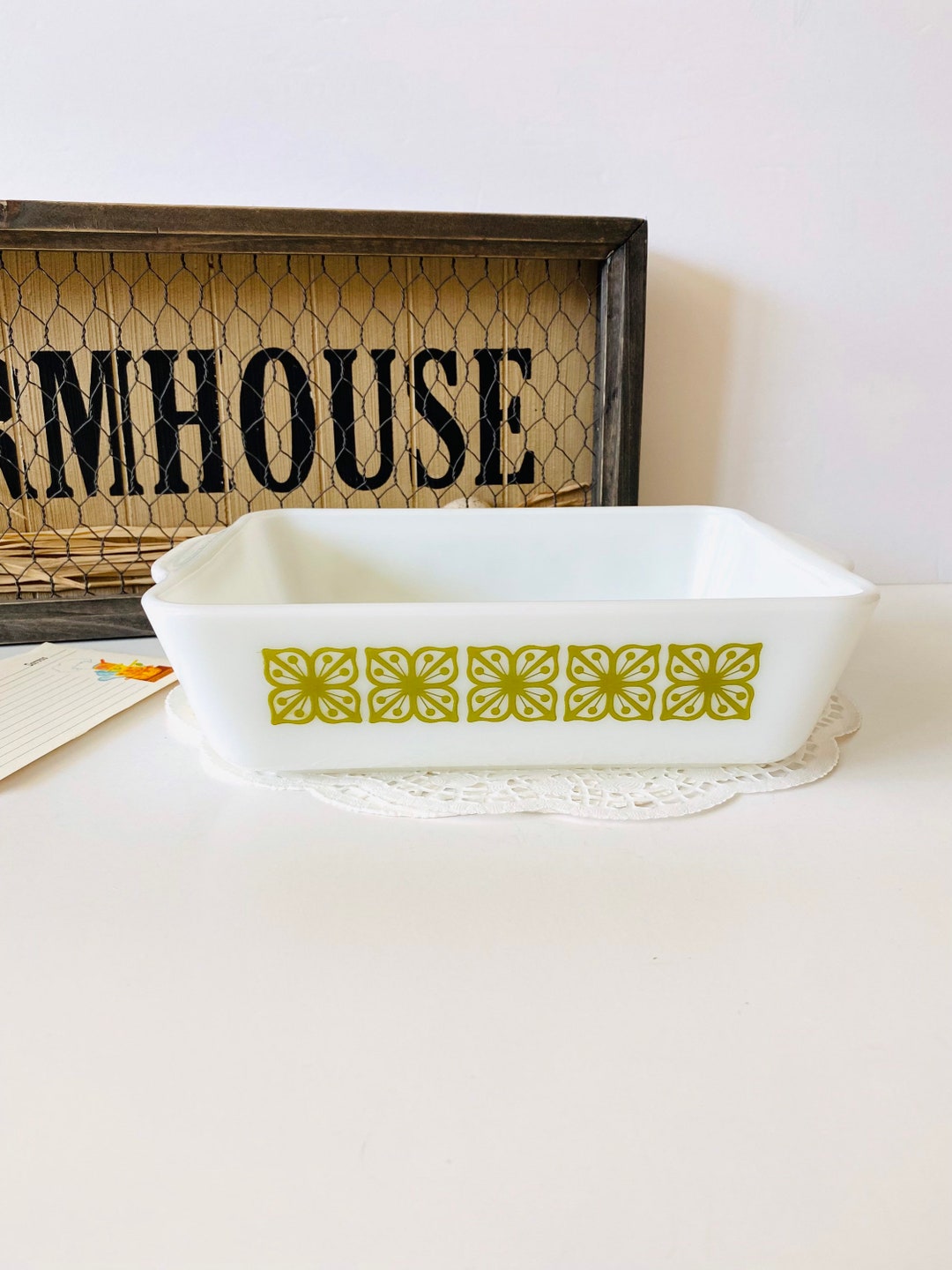 Vintage Pyrex Autumn Floral Verde Pattern 0503 Ovenware Casserole ...