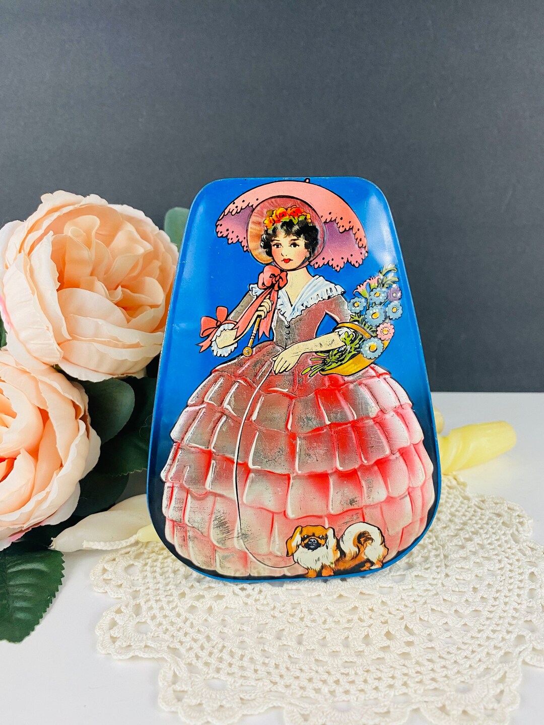 Beautiful Crinoline Lady Tin Box Made in England by George W. Honer ...
