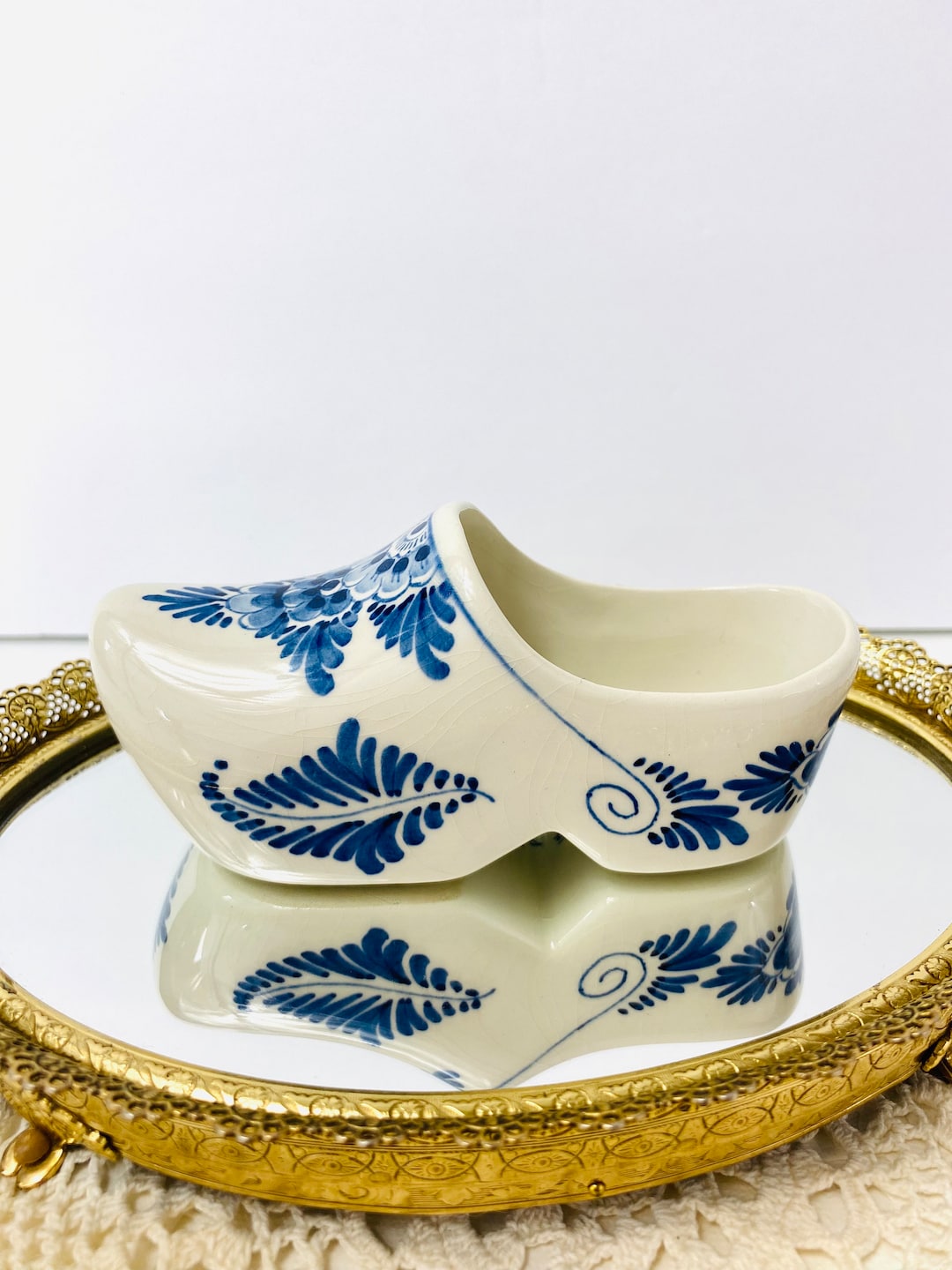 Vintage Delft EV AX Pottery Hand Painted Delft Blue Ceramic Clog With ...