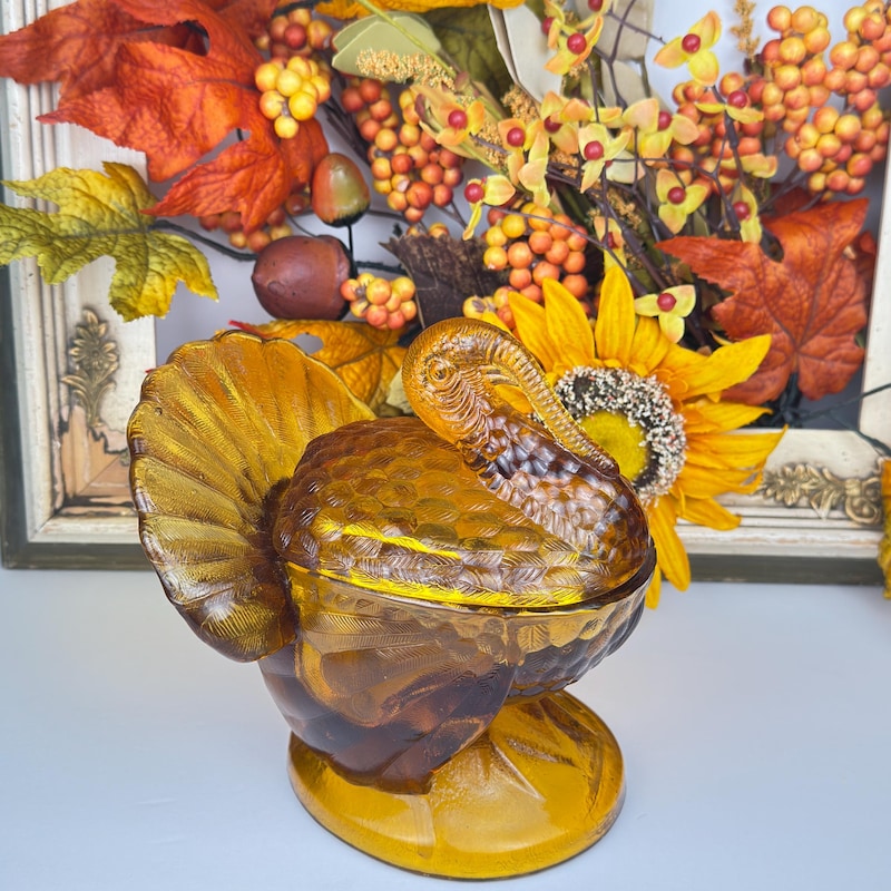 Glass Turkey Candy Dish - Etsy