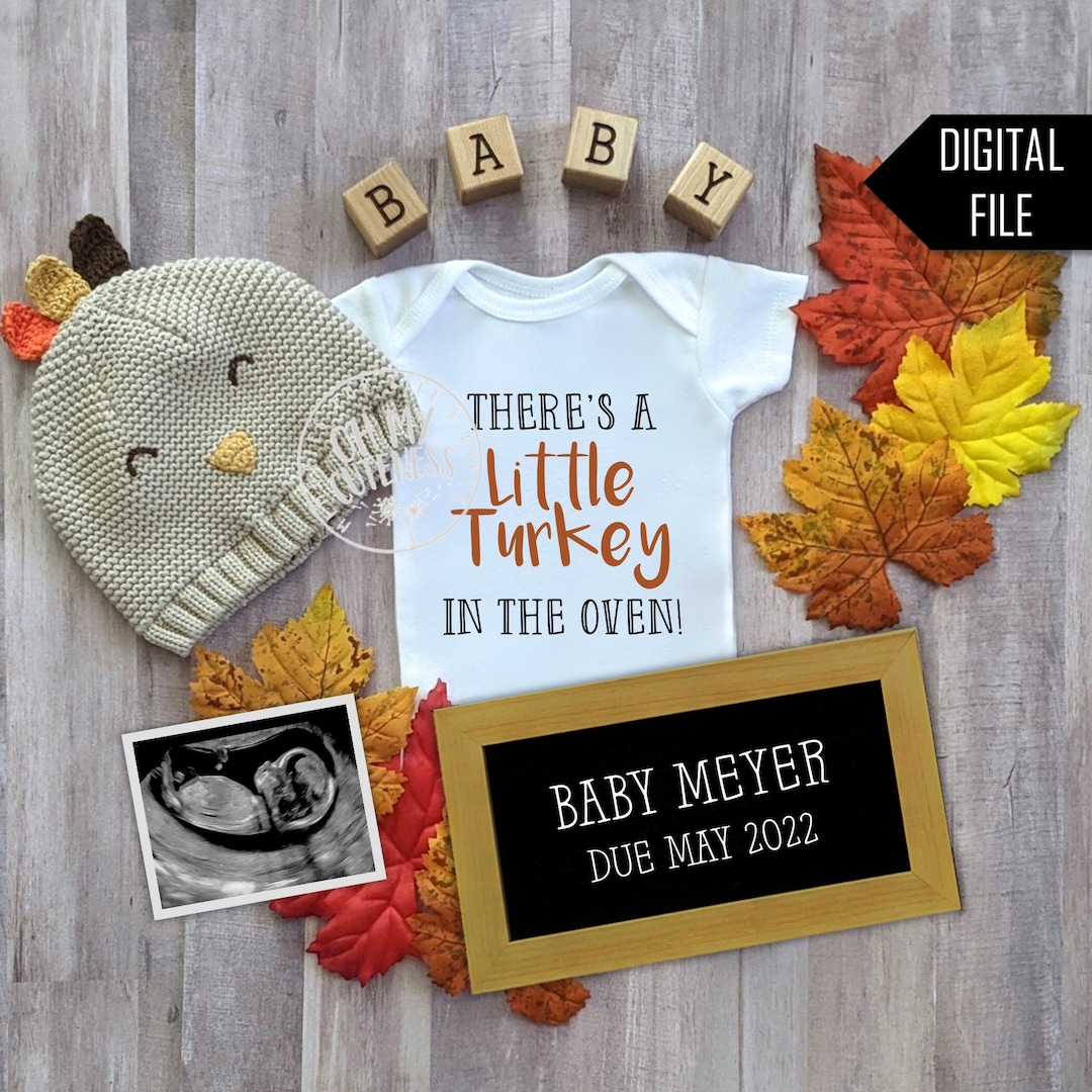 Turkey in the Oven Digital Pregnancy Announcement | Thanksgiving Baby ...