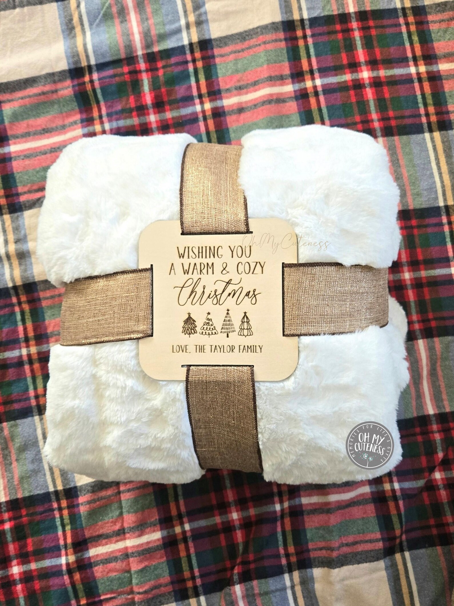Wood Blanket Tag for Tying With Ribbon and Gifting | Personalized Gift ...