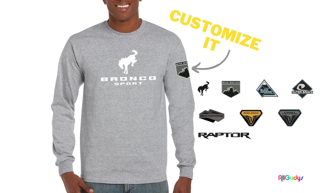 Ford Bronco Sport Long Sleeve T-shirt With Model Logo on Left Sleeve on ...