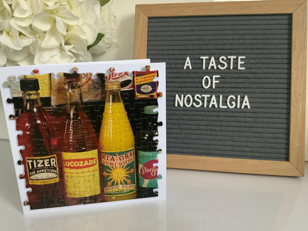 Vintage British Drinks Puzzle Card – Handmade Nostalgic Greeting Card ...