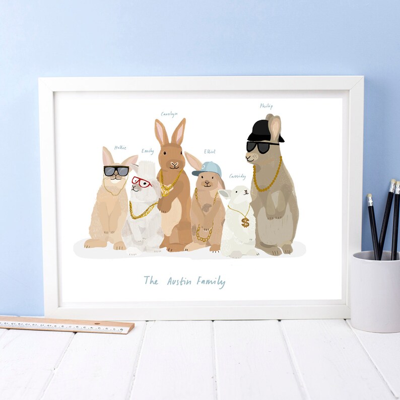 Personalised Rabbit Hip Hop Print - Etsy