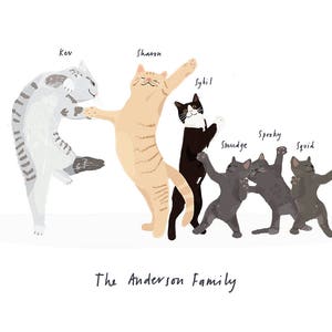 Personalised Cat Family Print - Etsy