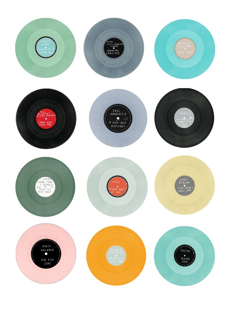 Personalised Vinyl Single Hits Print | Etsy