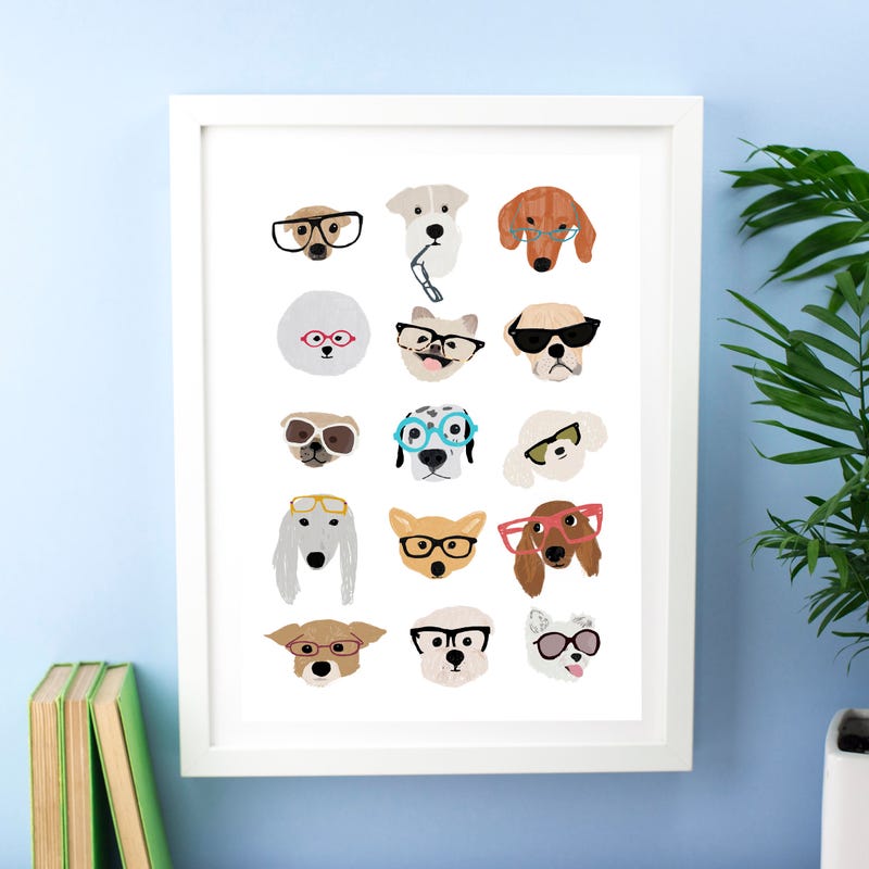 Dogs With Glasses Prints - Etsy UK