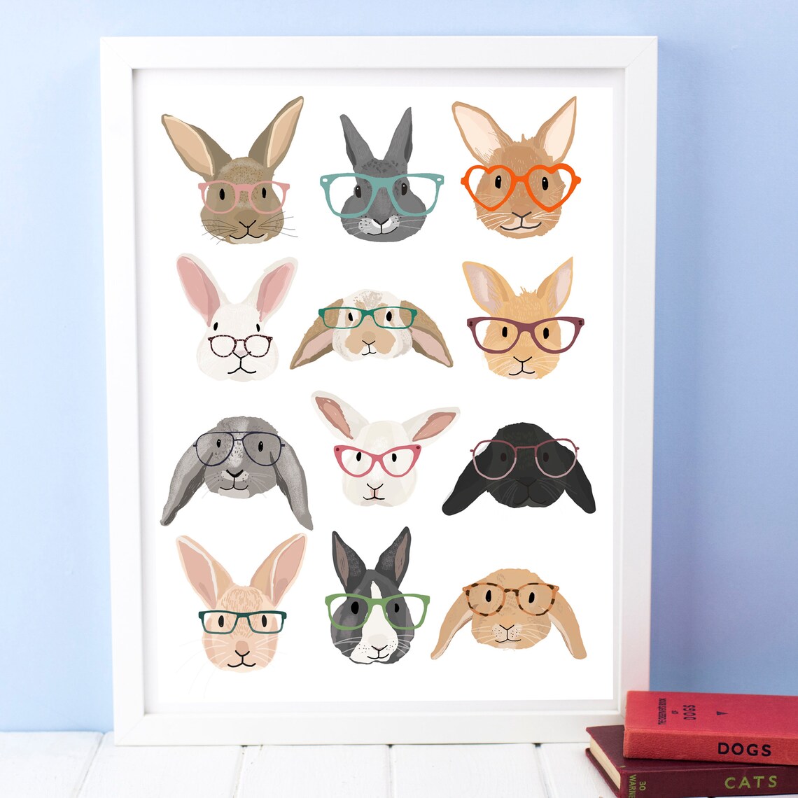 Rabbits in Glasses - Etsy