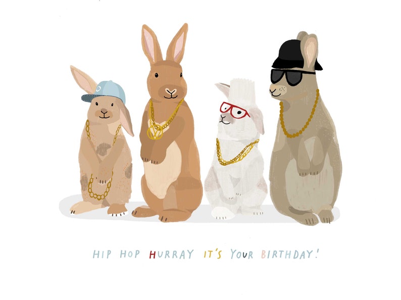 Personalised Rabbit Hip Hop Print - Etsy