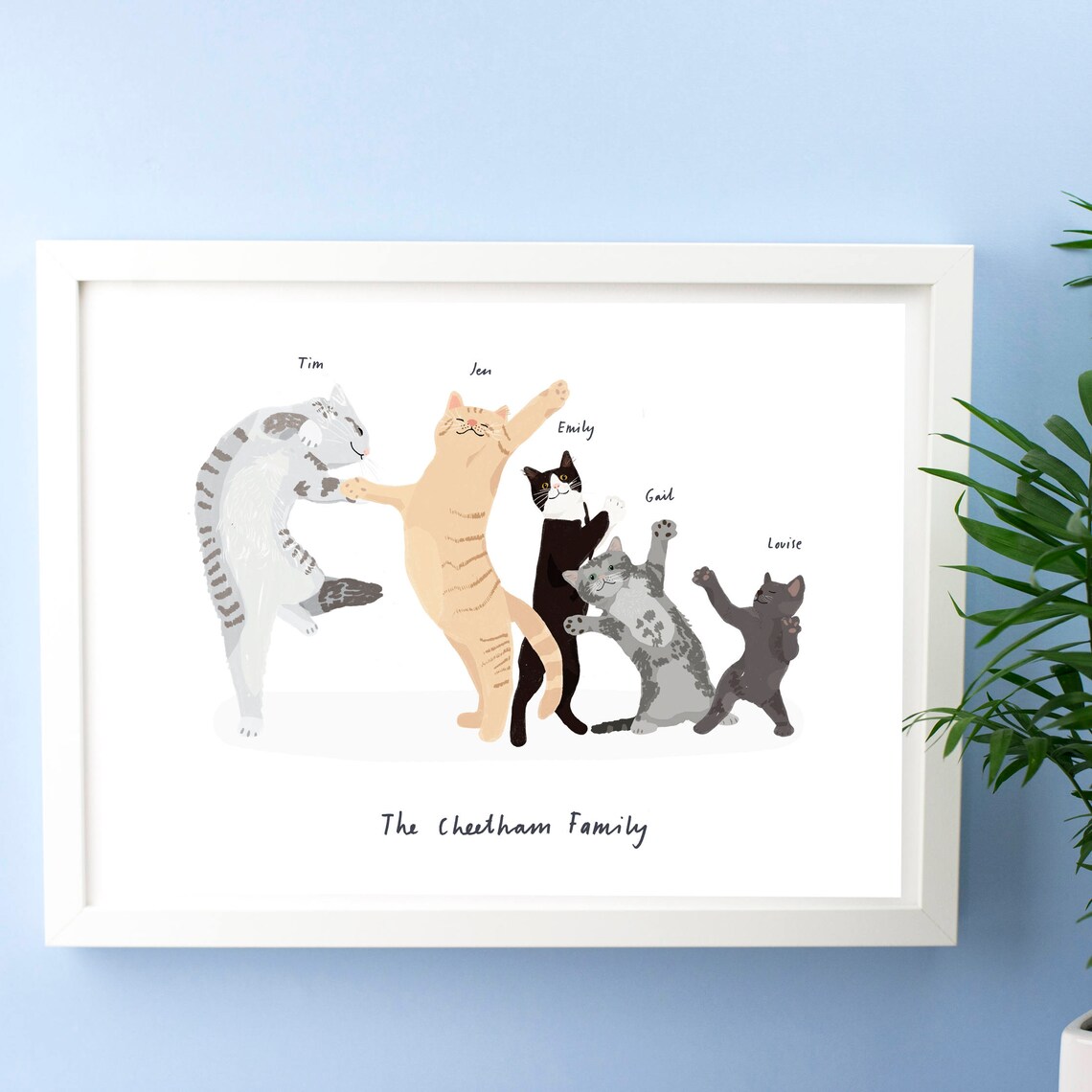 Personalised Cat Family Print - Etsy