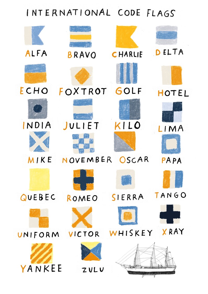 Nautical Code Flags Print | Etsy