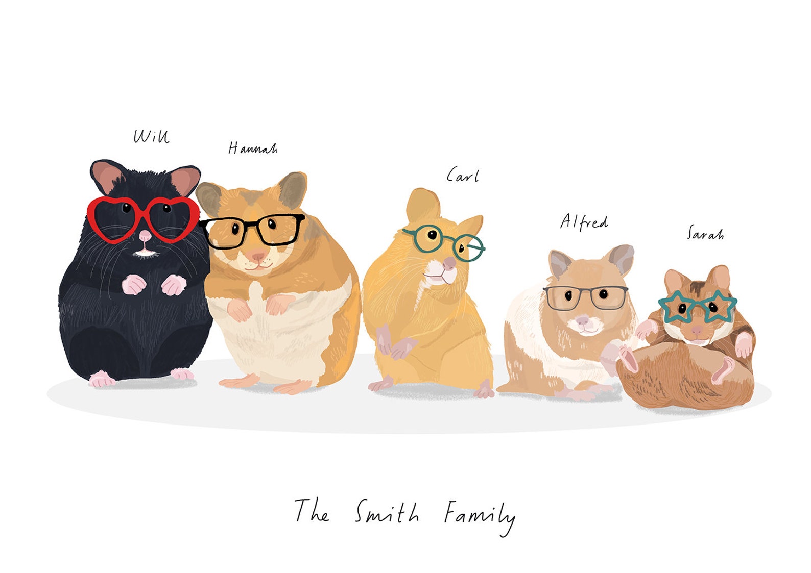 Personalised Hamster Family Print | Etsy