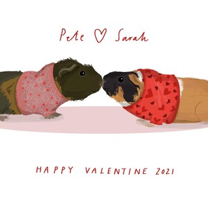 Personalised Valentine Kissing Guinea Pig Print - Etsy