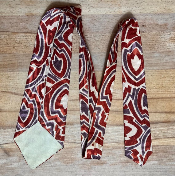1940s Abstract Art Deco Print Tie - Gem