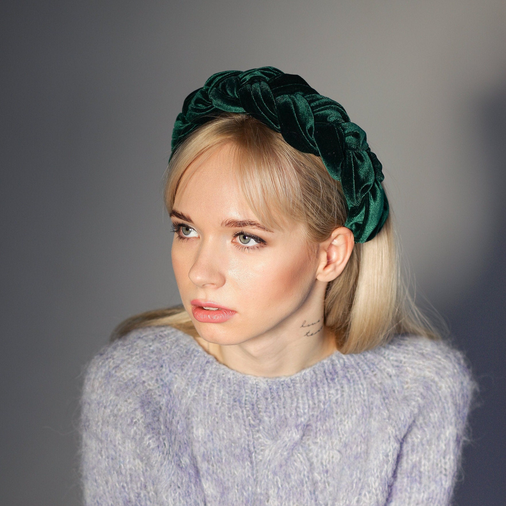 Emerald Green Velvet Braided Headband Plaited Headband Velvet Etsy