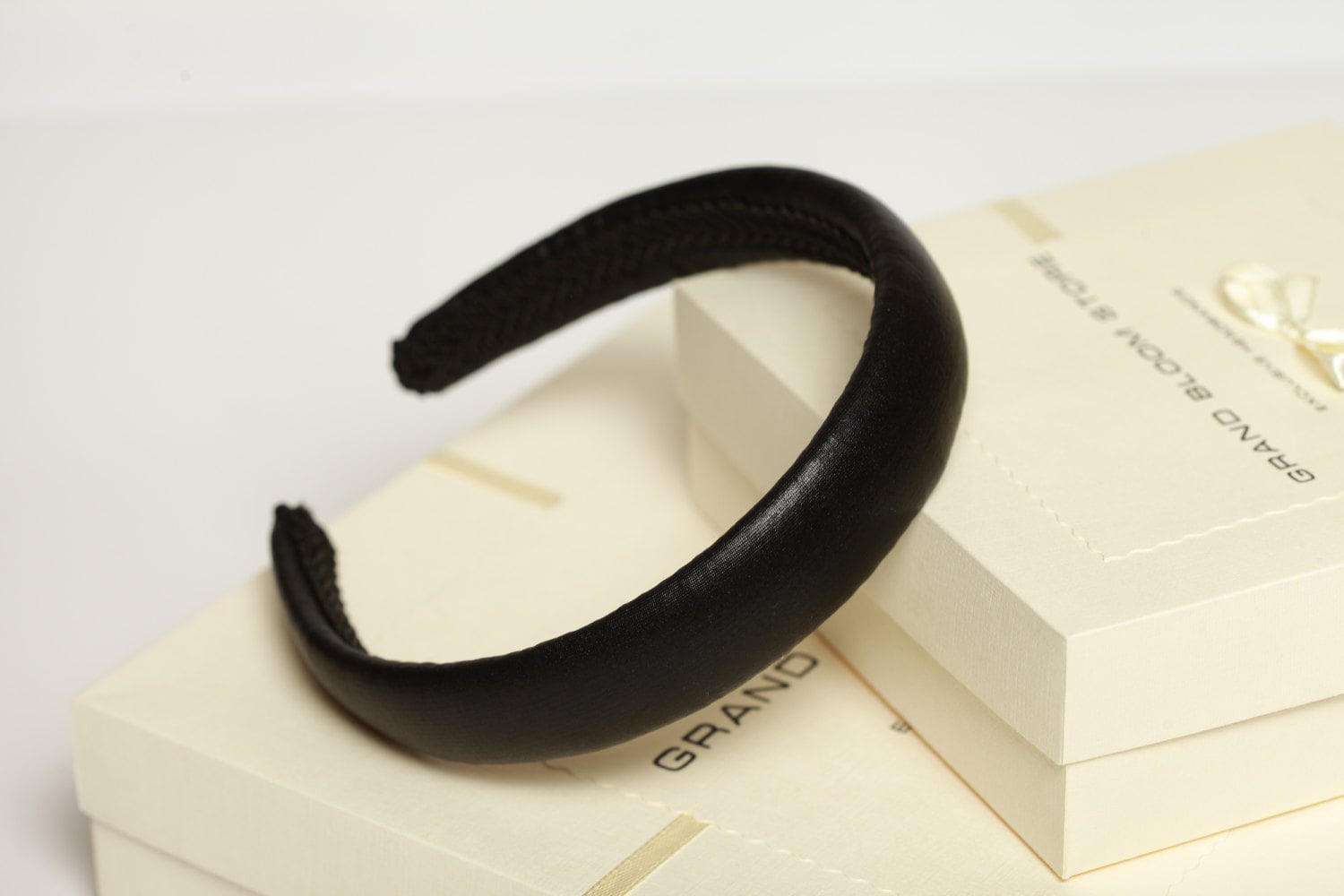 Leather black padded headband Black padded headband Classic | Etsy