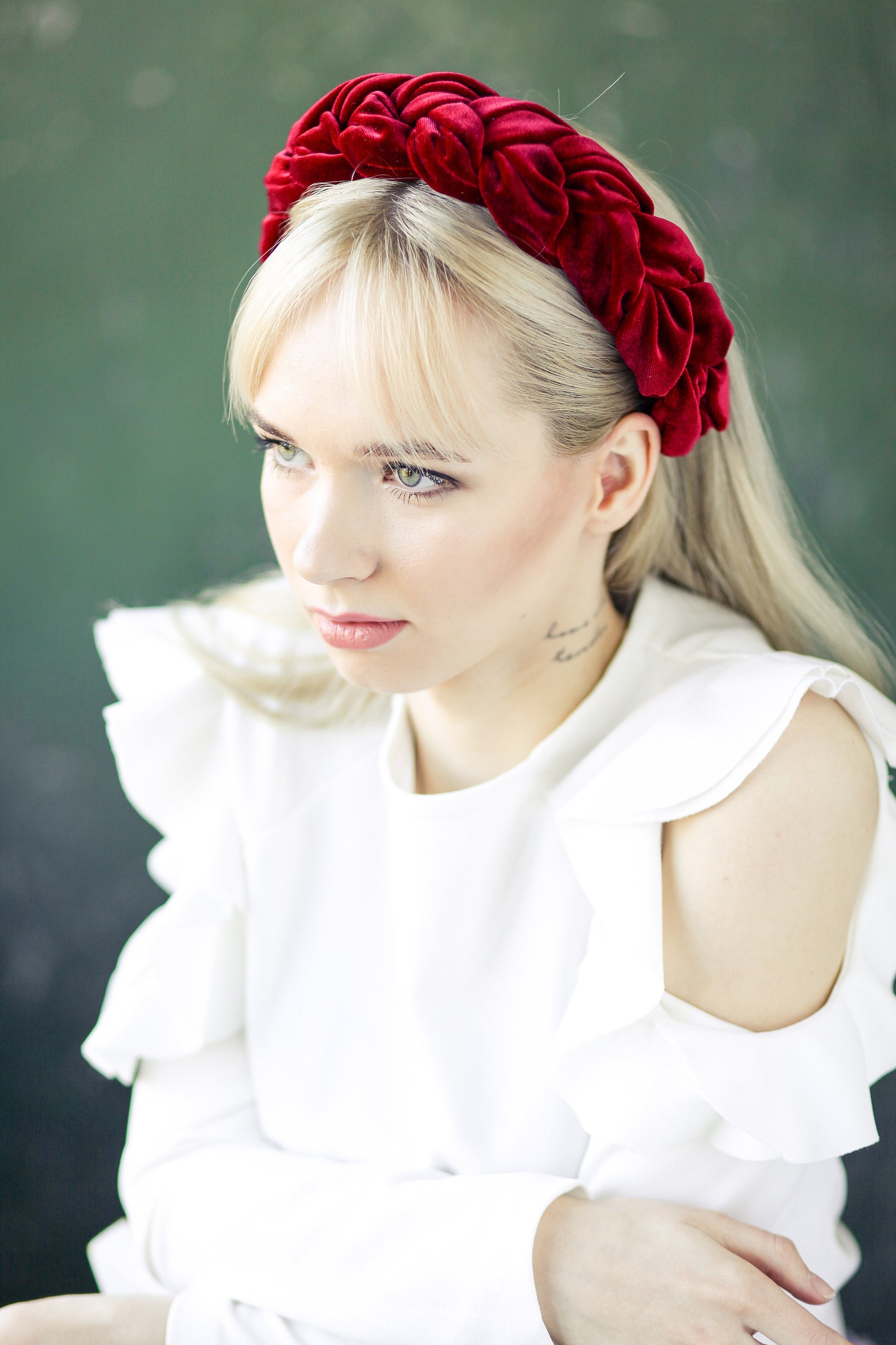 Red Velvet Braided Headband Wine Padded Hairband Red Braid Headband ...