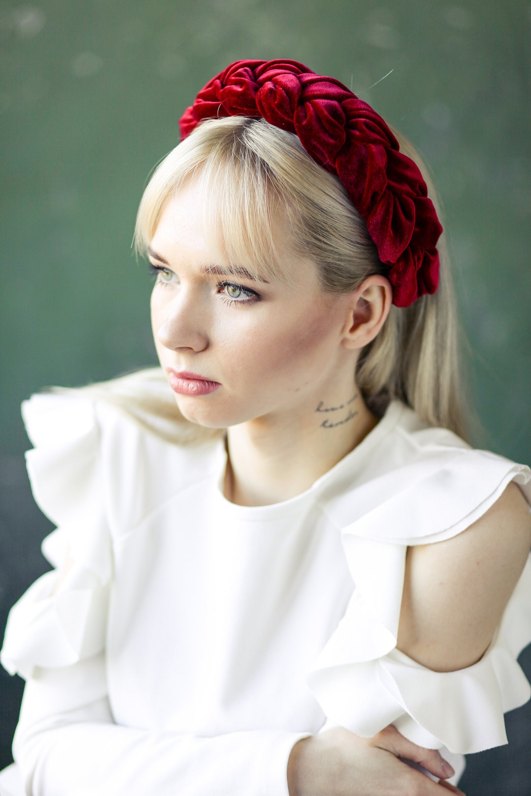Red Velvet Braided Headband Wine Padded Hairband Red Braid - Etsy