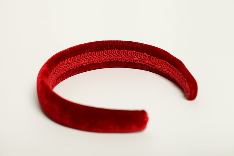 Red velvet padded headband Classic women red headband Women | Etsy