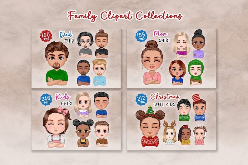Cute Chibi Children Clipart, 246 PNG Images (digital Download) - Etsy ...