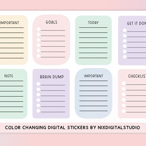 Color Changing Digital Stickers, Calendar Numbers, Goodnotes Stickers ...