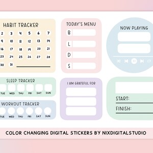 Color Changing Digital Stickers, Calendar Numbers, Goodnotes Stickers ...