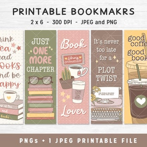 Book Lover Printable Bookmarks, Digital Bookish, Just One More Chapter ...