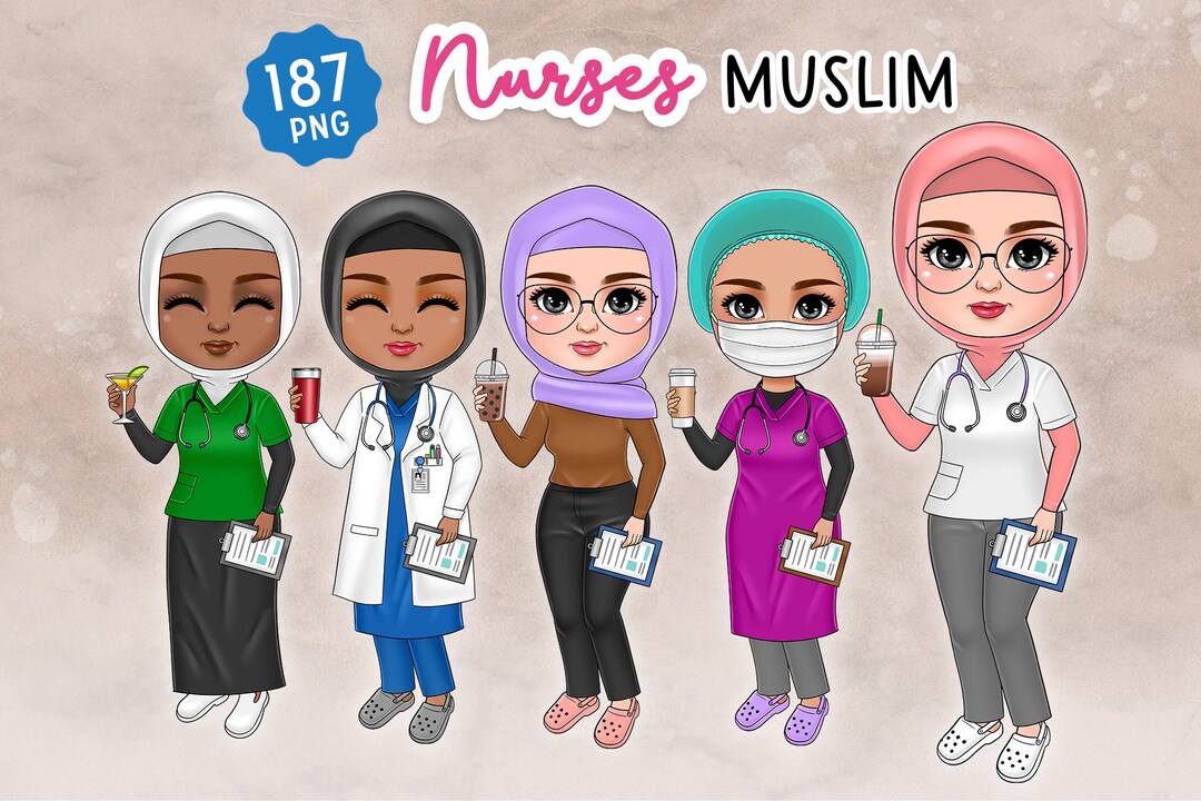 Chibi Muslim Nurse Clipart, Medical Doll Illustration, Cute Healthcare ...