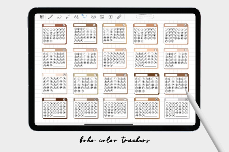 Habit Tracker Digital Stickers, Pre Cropped PNG for Goodnotes, Reading ...